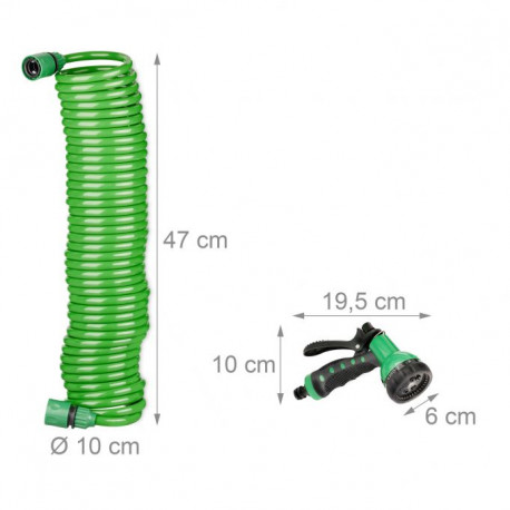 Tuyau d’Arrosage Extensible jusqu’à 10 m avec Pistolets Arroseur 7 Jets
