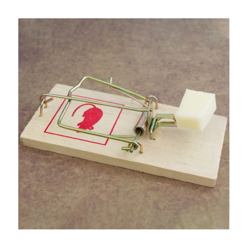 Lot de 12 Tapettes à Souris 2x10x4,5 cm En Métal et Bois