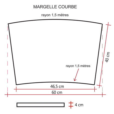 Margelle de piscine en pierre reconstituée bouchardée plate courbe 46,5 ...