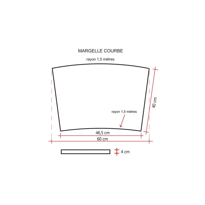Margelle de piscine en pierre reconstituée bouchardée plate courbe 46,5 ...