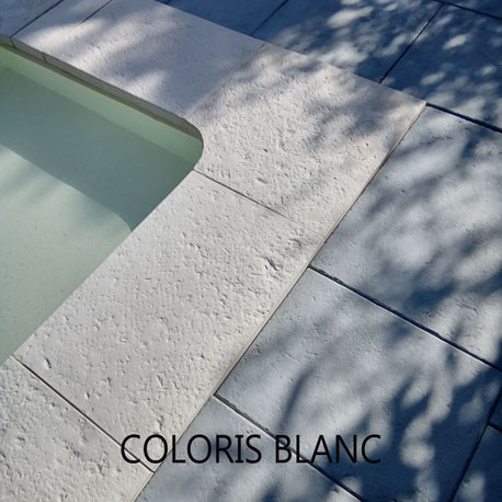 Margelle de piscine en pierre reconstituée bouchardée plate courbe 46,5 ...