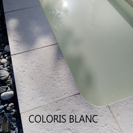 Margelle de piscine en pierre reconstituée bouchardée plate courbe 46,5 ...