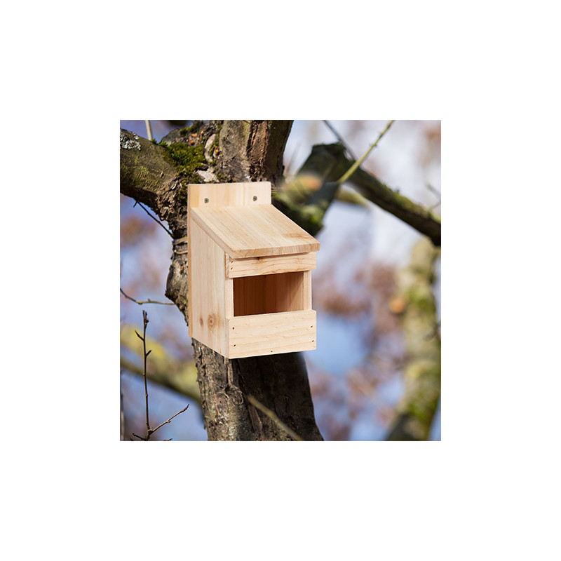 Nichoir Rouge-gorge Semi Ouvert en Bois - 12 x 15,5 x 20 cm