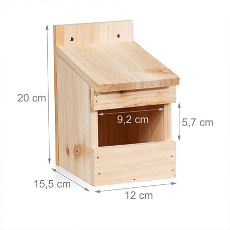 Nichoir Rouge-gorge Semi Ouvert en Bois - 12 x 15,5 x 20 cm