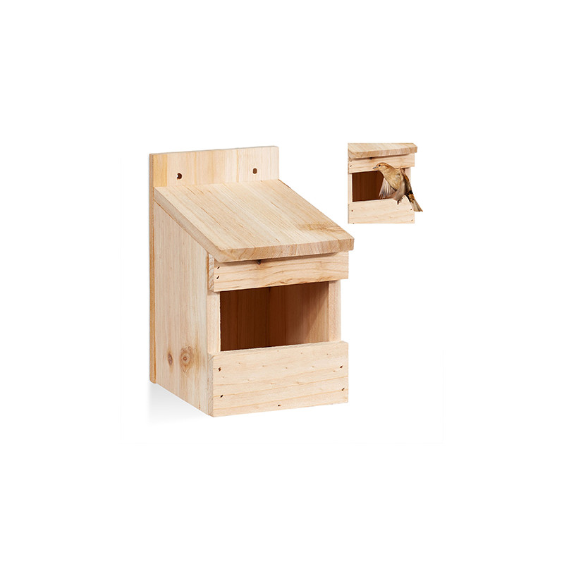 Nichoir Rouge-gorge Semi Ouvert en Bois - 12 x 15,5 x 20 cm