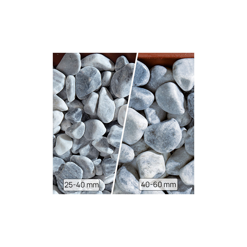 Galets Roulés 25-40mm Marbre Ice Blue Bardiglio – Sac de 20 kg