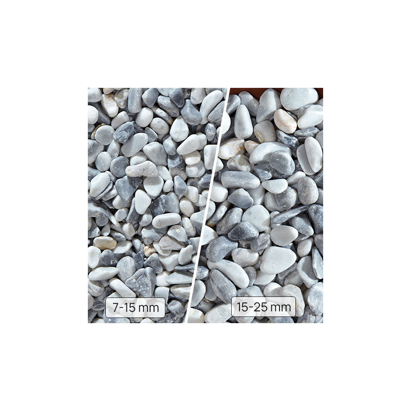 Galets Roulés 15-25mm Marbre Ice Blue Bardiglio – Sac de 20 kg