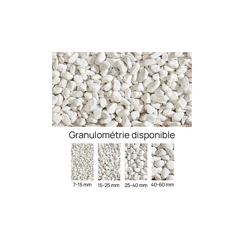 Galets Roulés 7-15mm Marbre Blanc Carrare – Sac de 20 kg